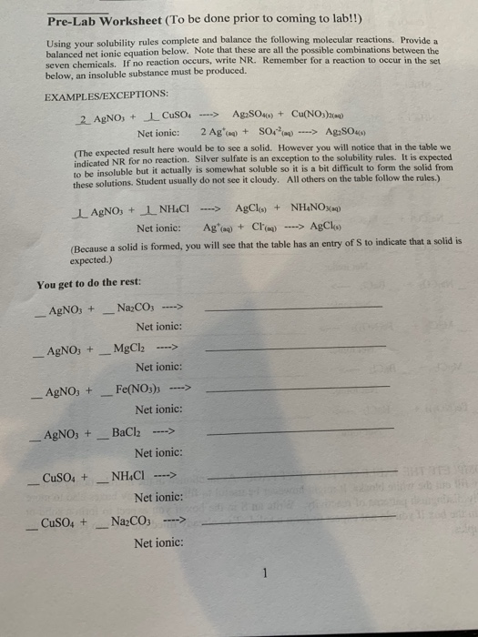 Solved Pre-Lab Worksheet (To be done prior to coming to | Chegg.com