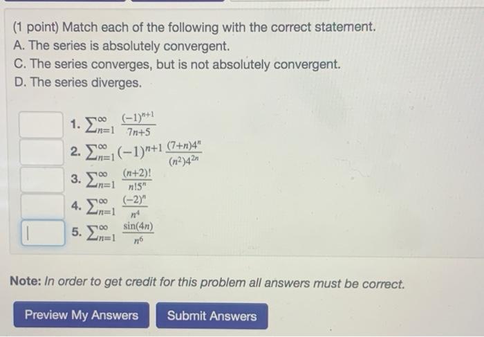 Solved (1 point) Consider the convergent alternating series | Chegg.com