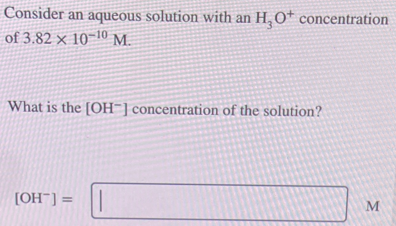 Solved Consider an aqueous solution with an | Chegg.com
