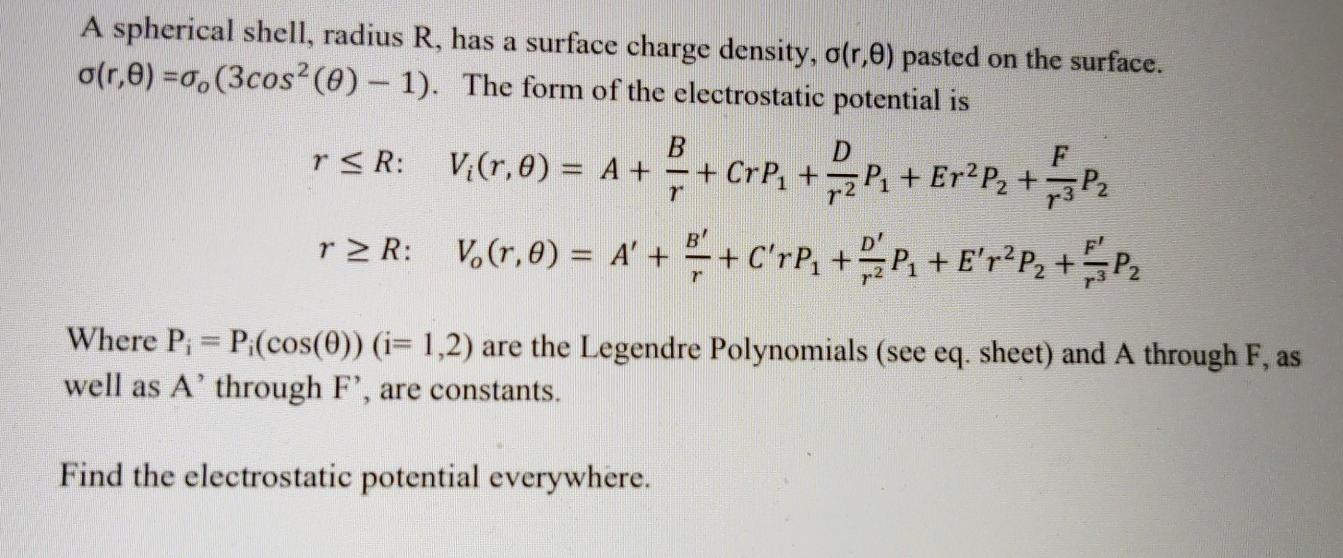 Solved A spherical shell, radius R, has a surface charge | Chegg.com