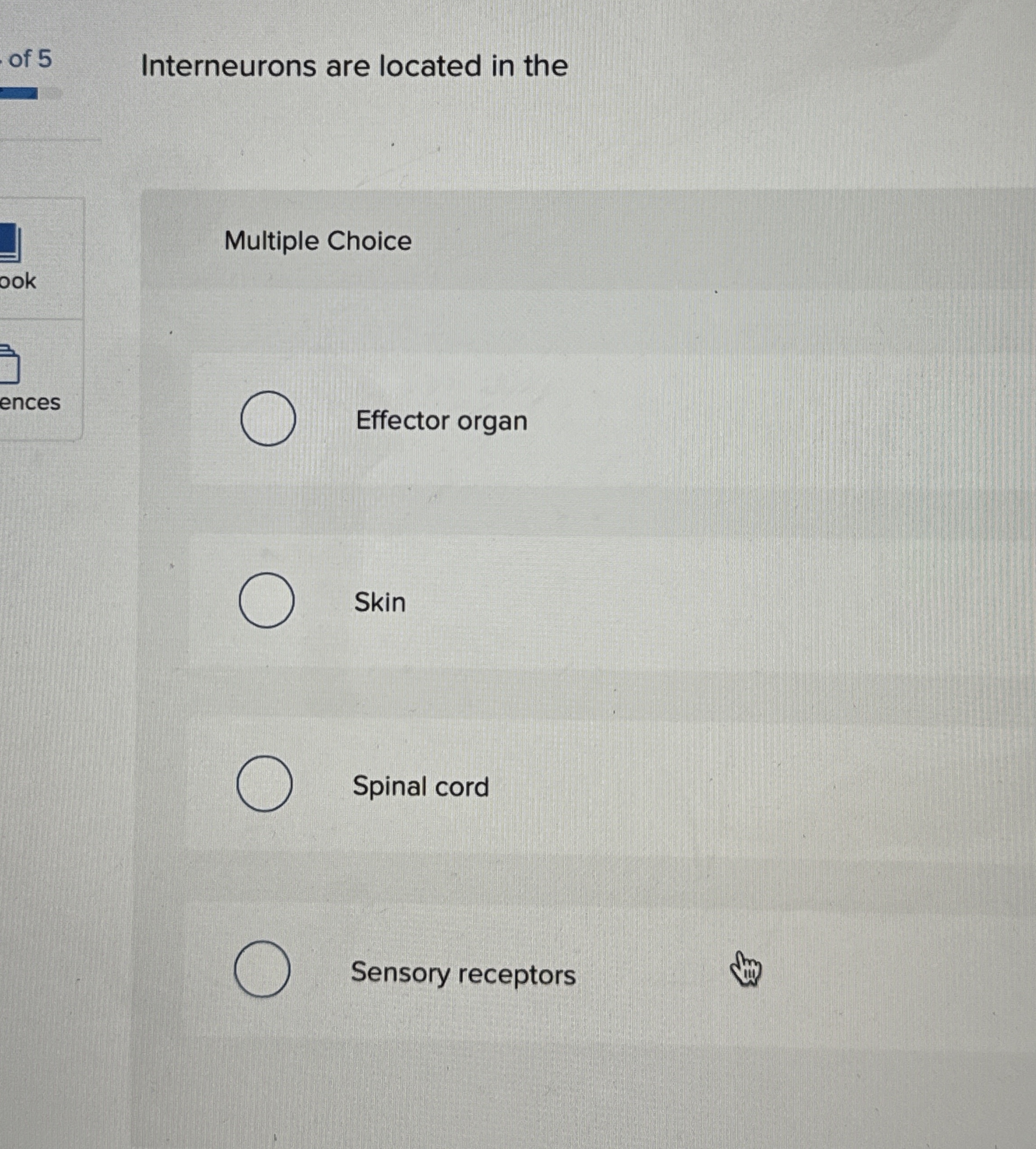 Solved of 5 ﻿Interneurons are located in theMultiple | Chegg.com