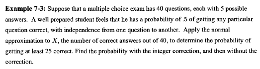 Solved Example 7-3: Suppose that a multiple choice exam has | Chegg.com