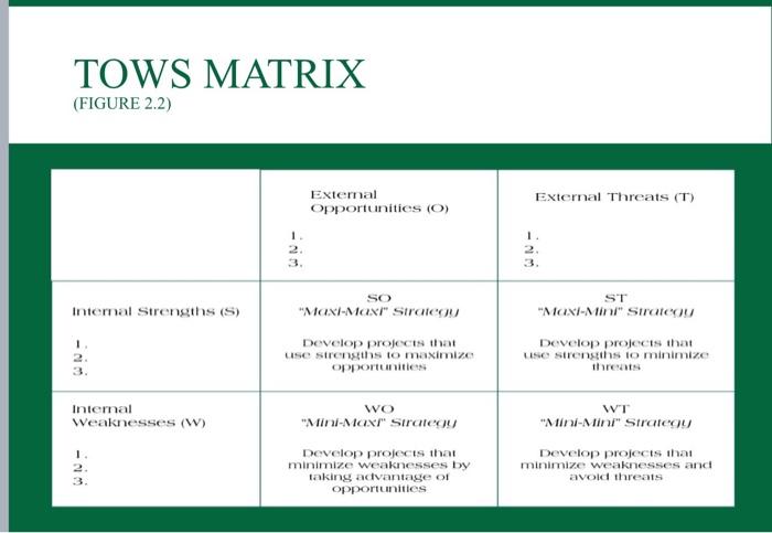 Solved TOWS MATRIX (FIGURE 2.2) | Chegg.com