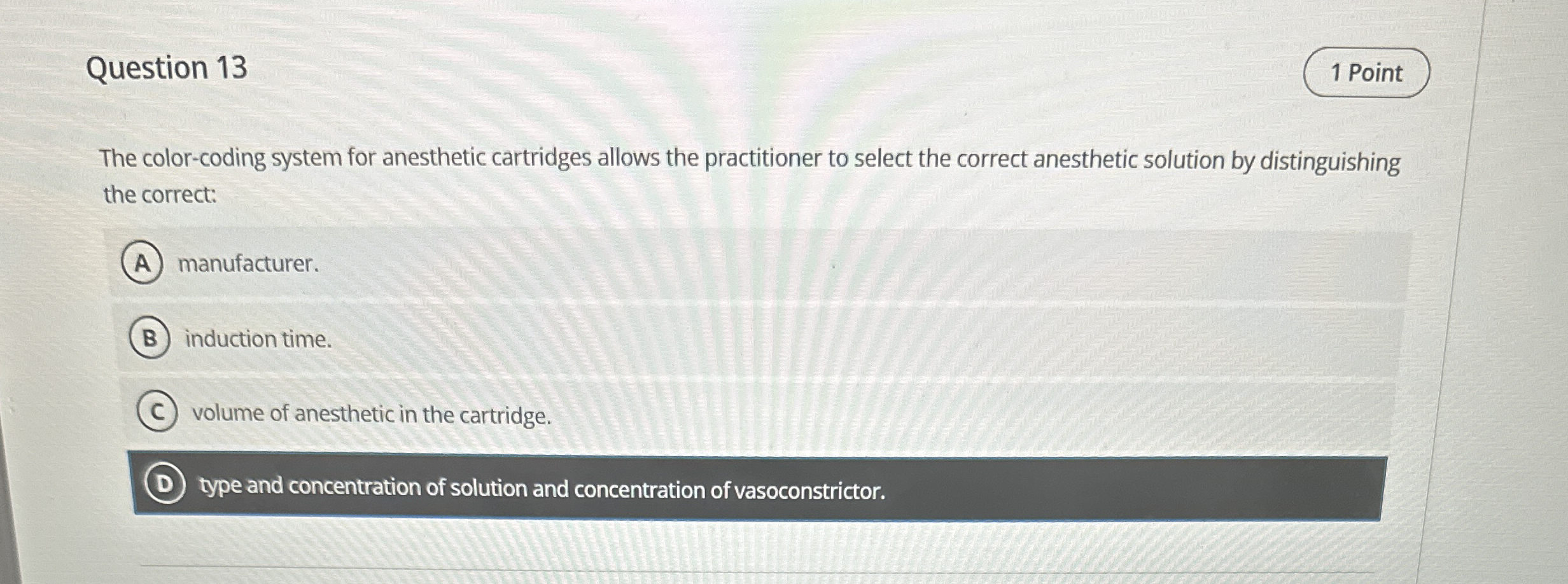 Solved Question 131 ﻿PointThe color-coding system for | Chegg.com