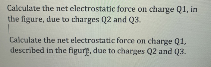 Solved Calculate The Net Electrostatic Force On Charge Q1 1734