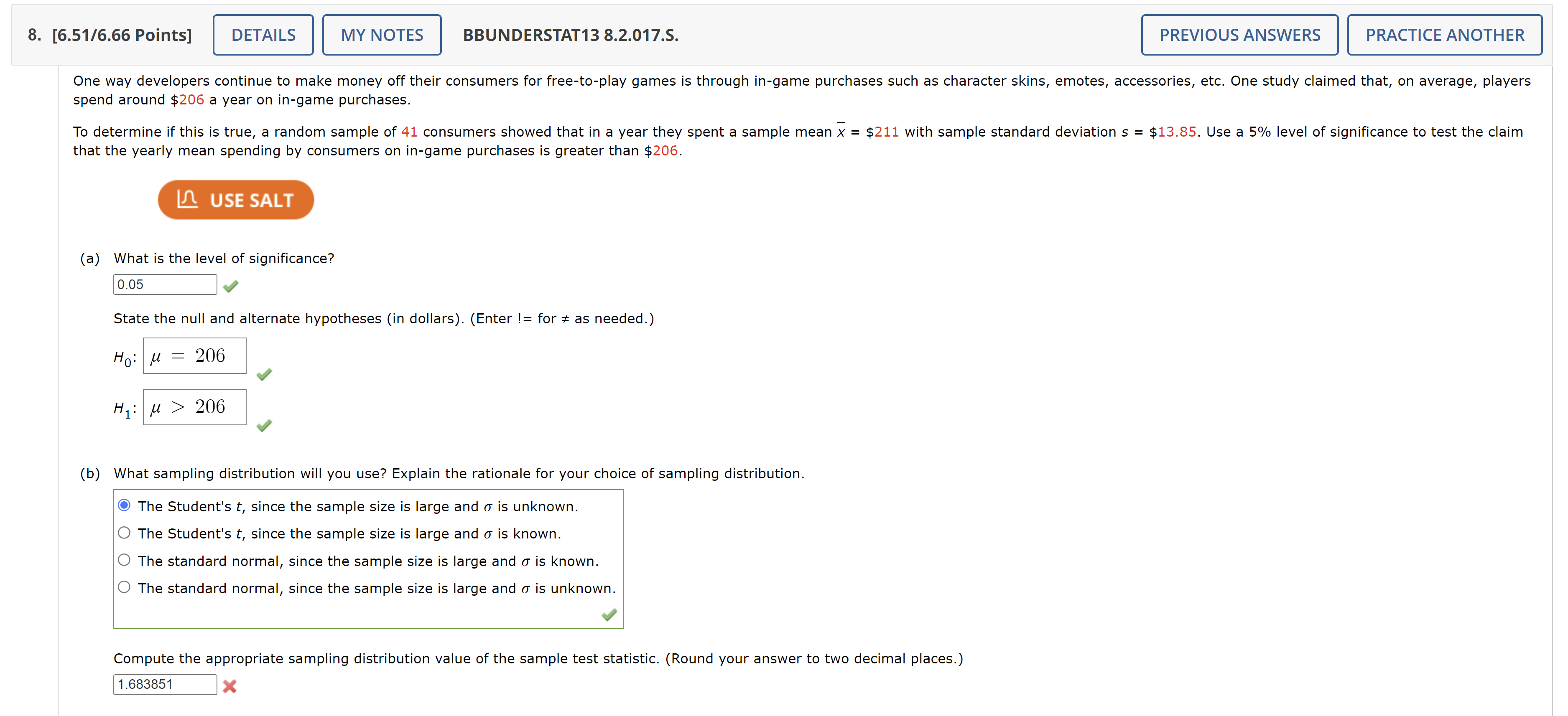 Solved I need help determining the appropriate sampling | Chegg.com