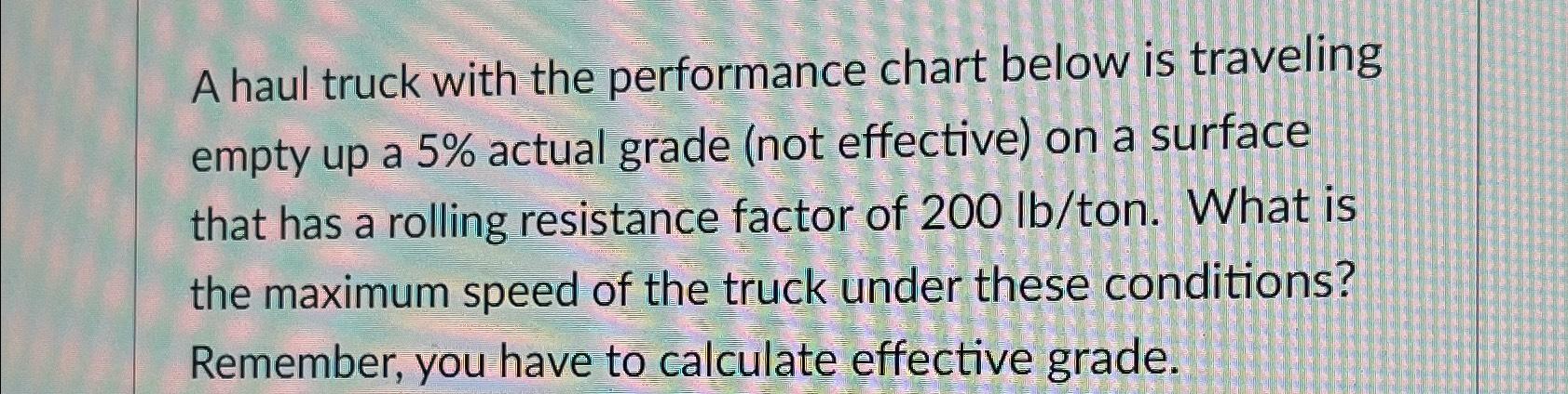 Solved A haul truck with the performance chart below is | Chegg.com
