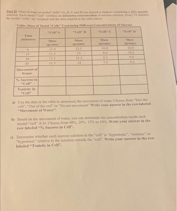 Solved Student's Name PRE-LAB ASSIGNMENT: OSMOSIS AND | Chegg.com