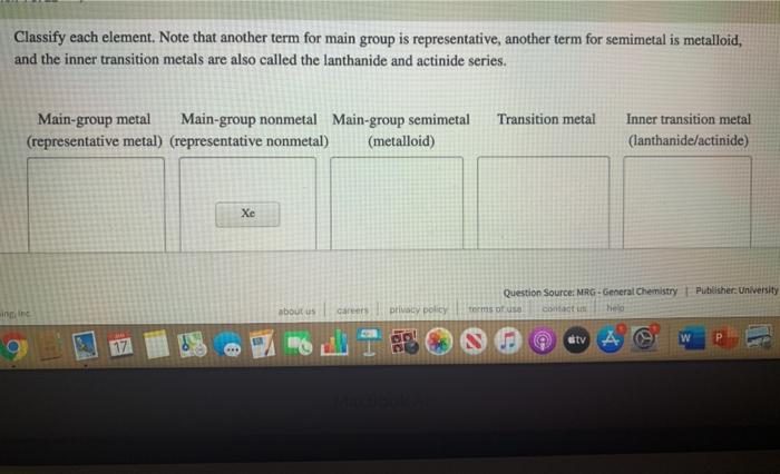 Solved Classify each element. Note that another term for | Chegg.com