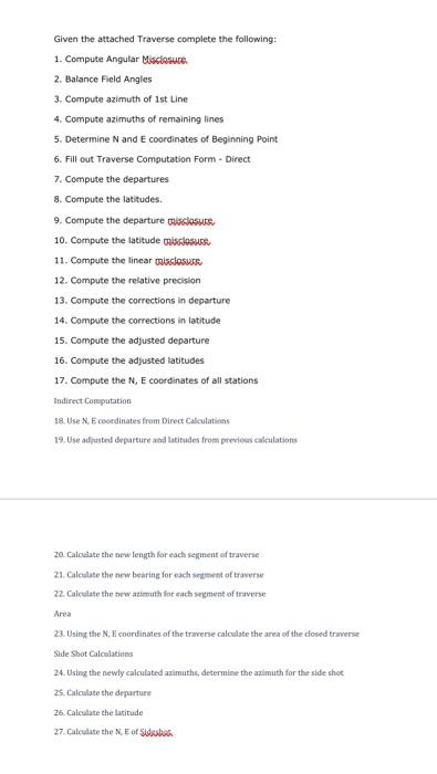 Solved The field exercise for the traverse project was to | Chegg.com