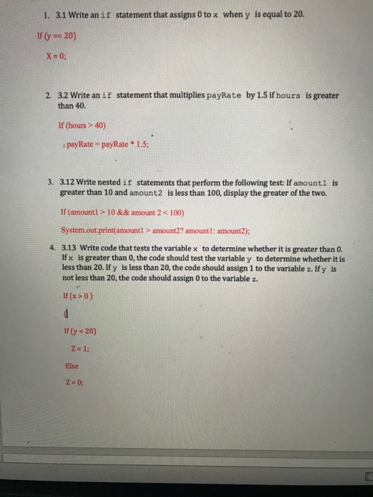 Solved 1. 3.1 Write an if statement that assigns 0 to x when | Chegg.com