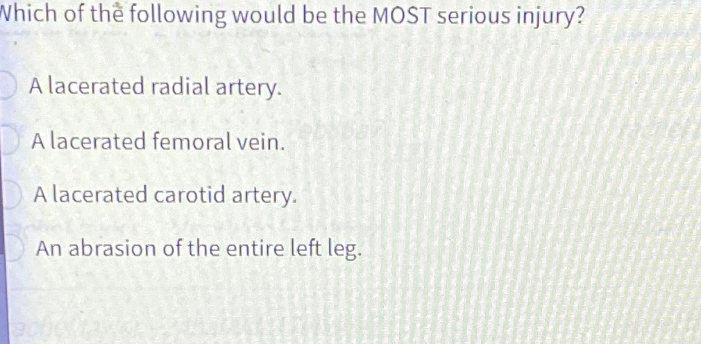 Solved Which of thê ﻿following would be the MOST serious | Chegg.com