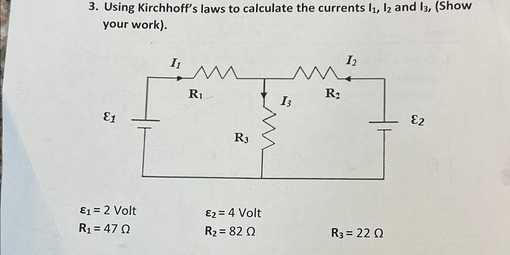 Solved Using Kirchhoff's laws to calculate the currents | Chegg.com