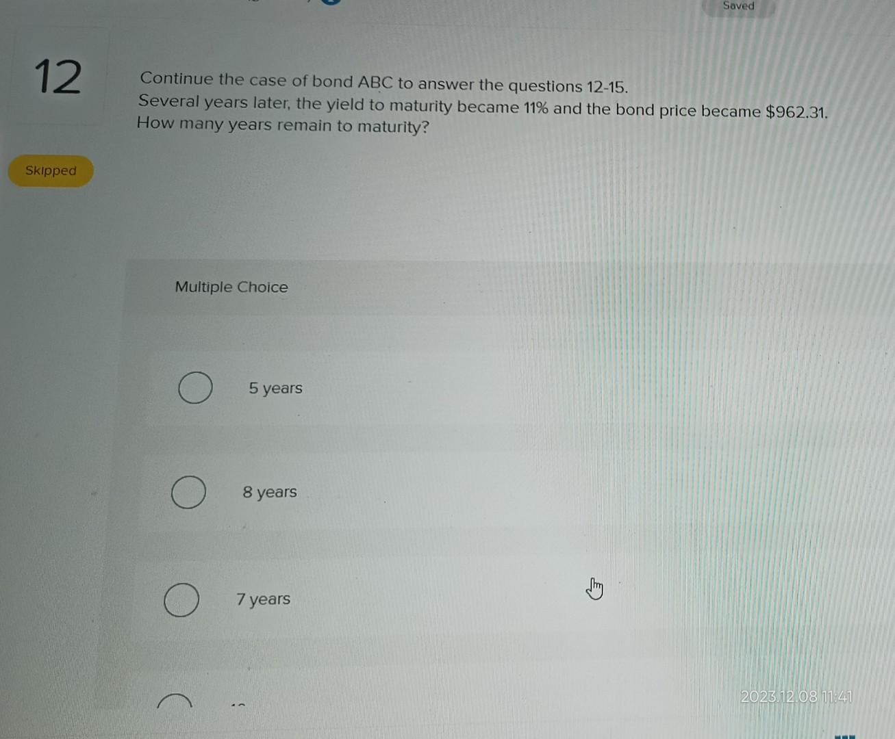 Solved Continue the case of bond ABC to answer the questions | Chegg.com