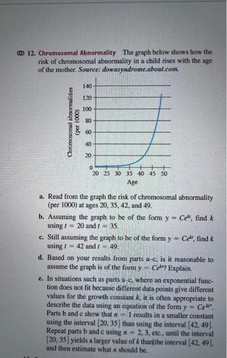 Solved (1) 12. Chromosomal Abnormality The graph below shows | Chegg.com