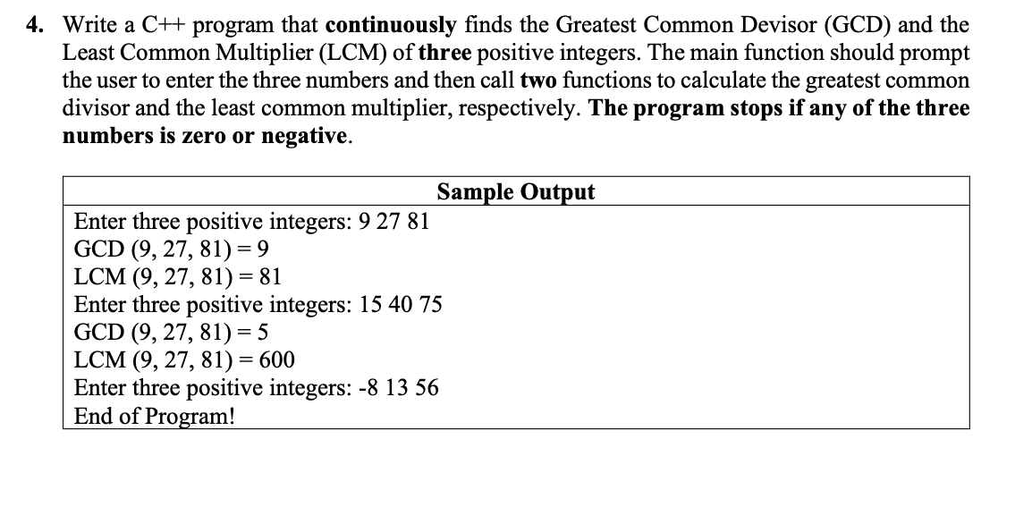 Solved 4. ﻿Write a \( \mathrm{C}++ \) ﻿program that | Chegg.com