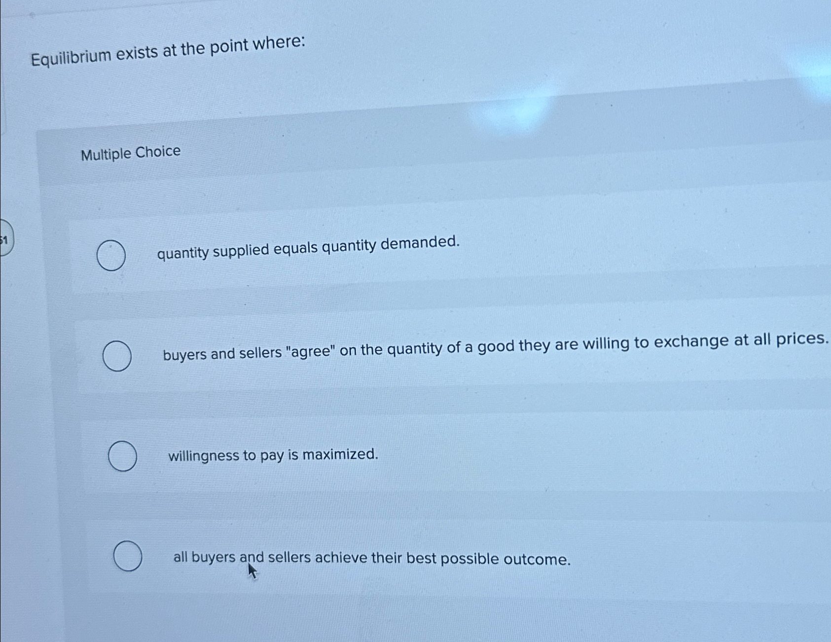 Solved Equilibrium exists at the point where:Multiple | Chegg.com