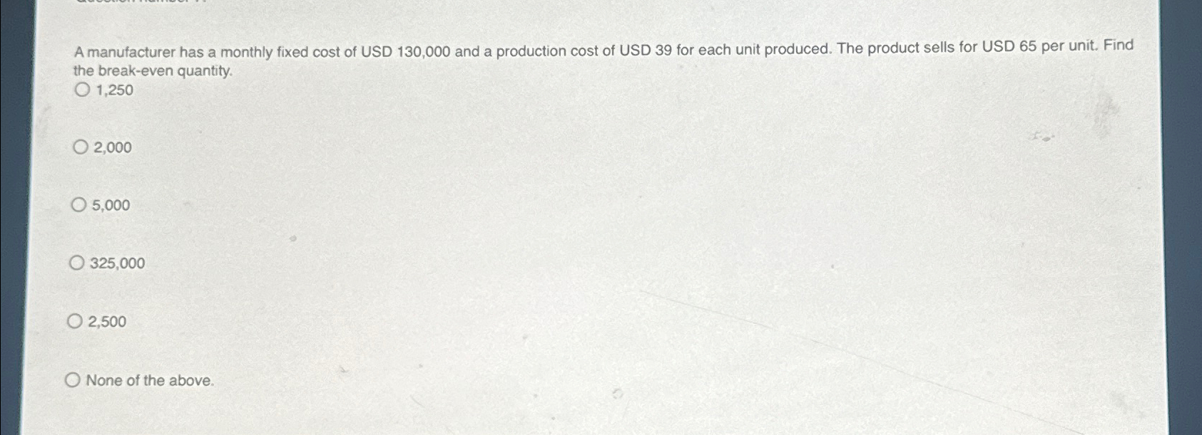 Solved A manufacturer has a monthly fixed cost of USD | Chegg.com