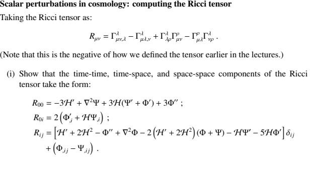 Solved Scalar perturbations in cosmology: computing the | Chegg.com