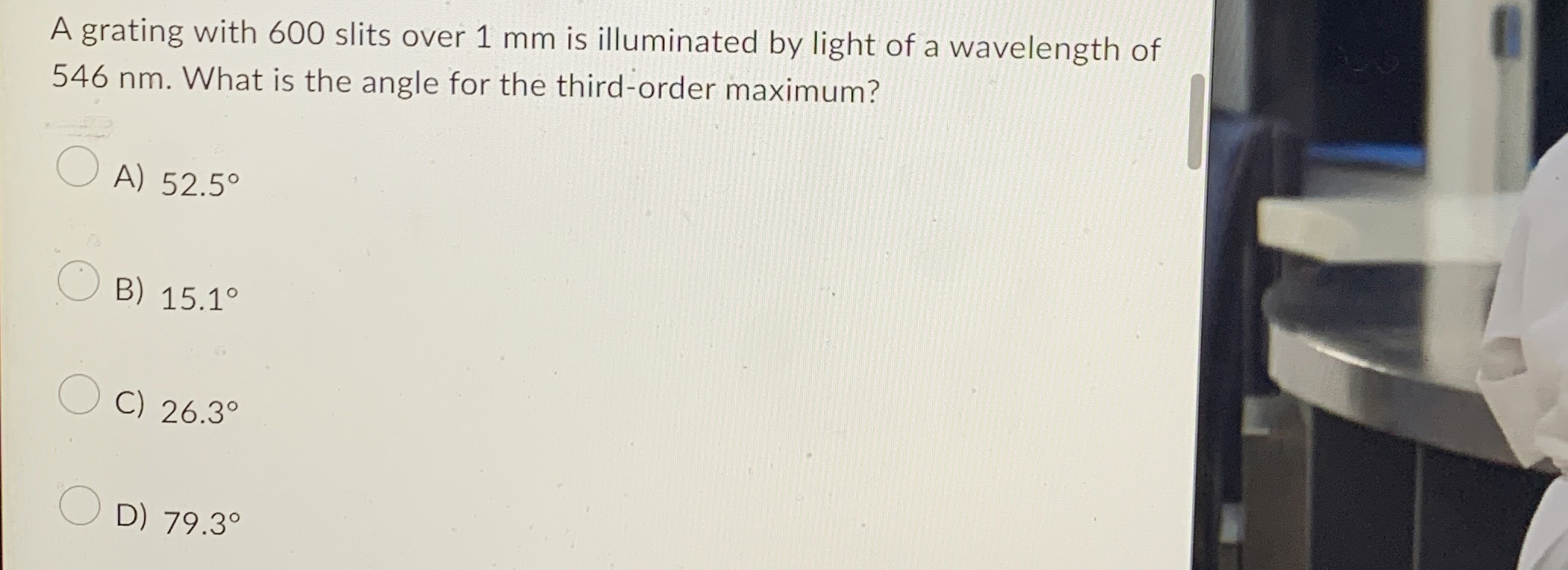 Solved A grating with 600 ﻿slits over 1 ﻿mm is illuminated | Chegg.com
