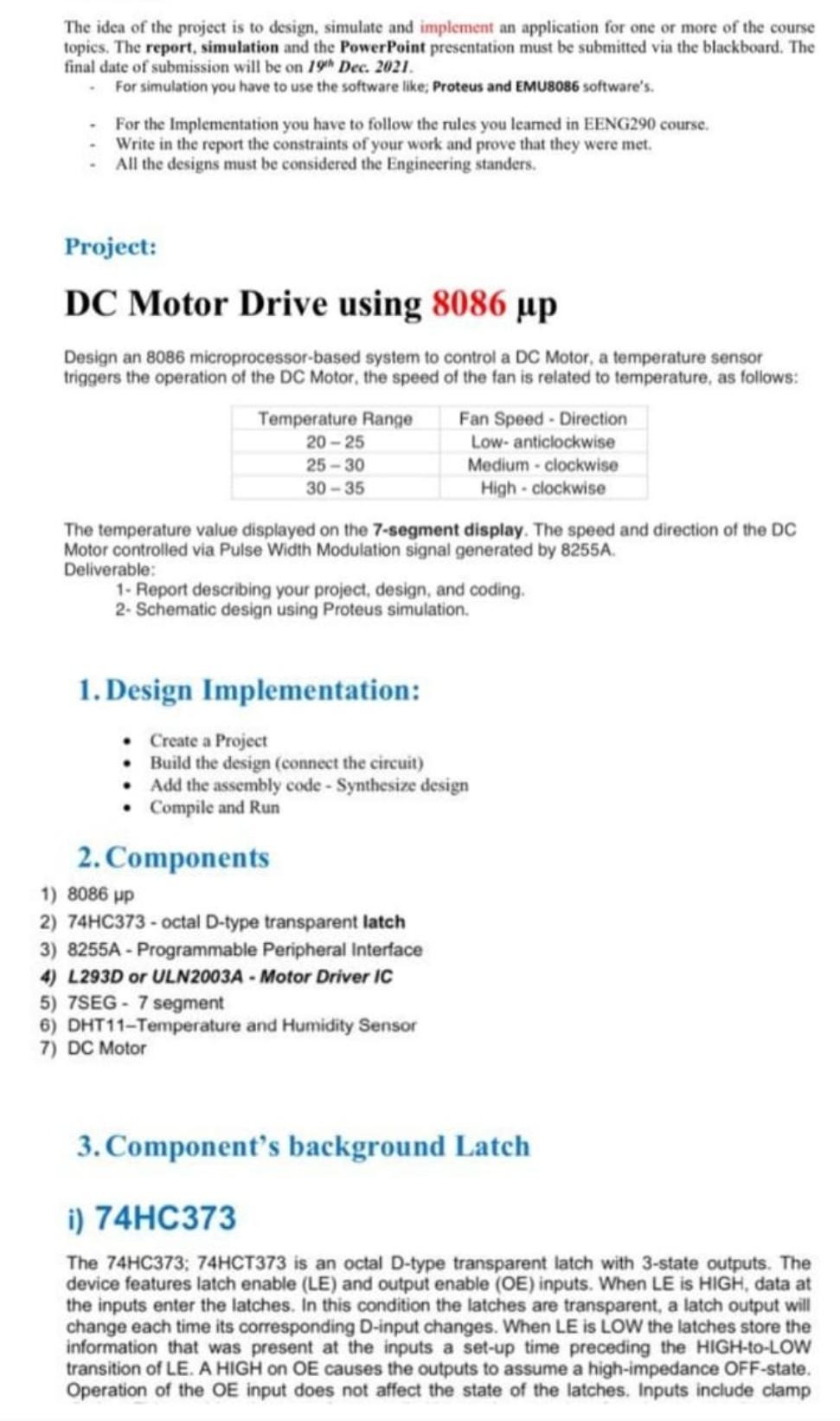 Solved The idea of the project is to design, simulate and | Chegg.com