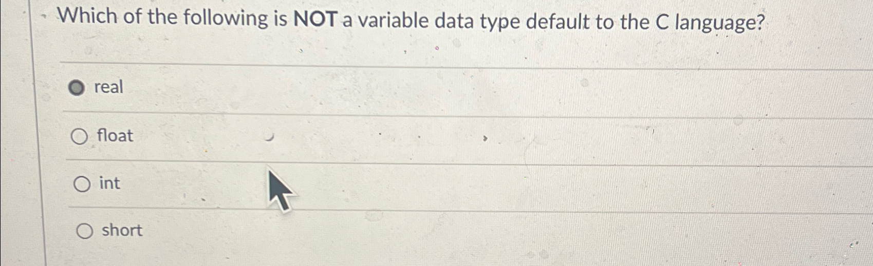 Solved Which of the following is NOT a variable data type | Chegg.com