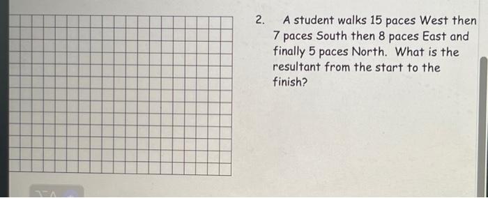 Solved 2. A student walks 15 paces West then 7 paces South | Chegg.com