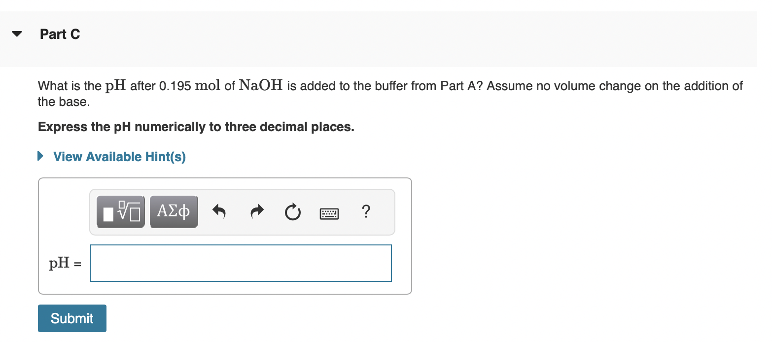 Solved Part APart completeWhat is the pH of a buffer | Chegg.com