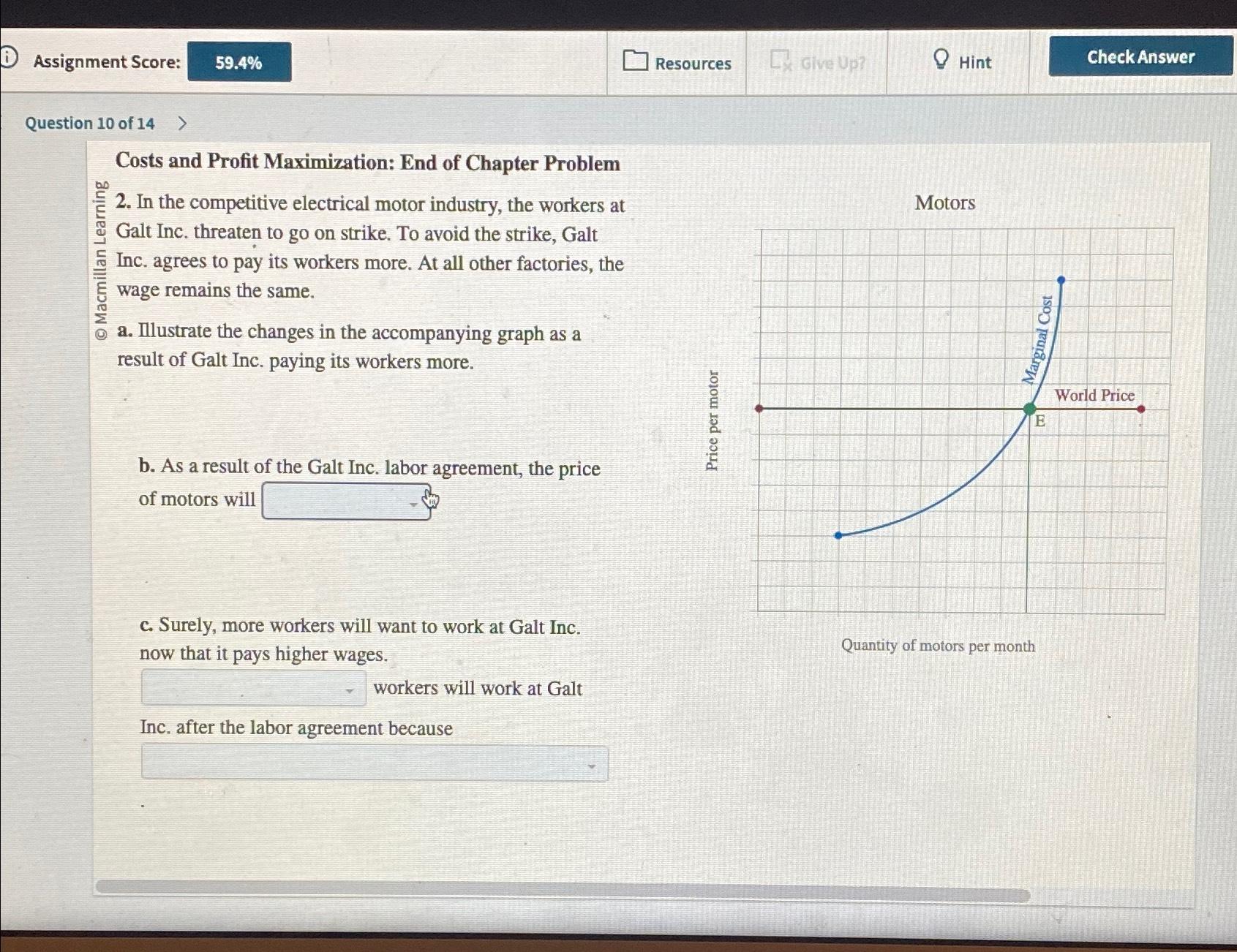 Solved Assignment Score:ResourcesHintQuestion 10 ﻿of 14Costs | Chegg.com