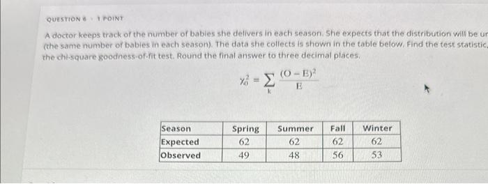 Solved QUESTION 6 * TPOINT A doctor keeps track of the | Chegg.com