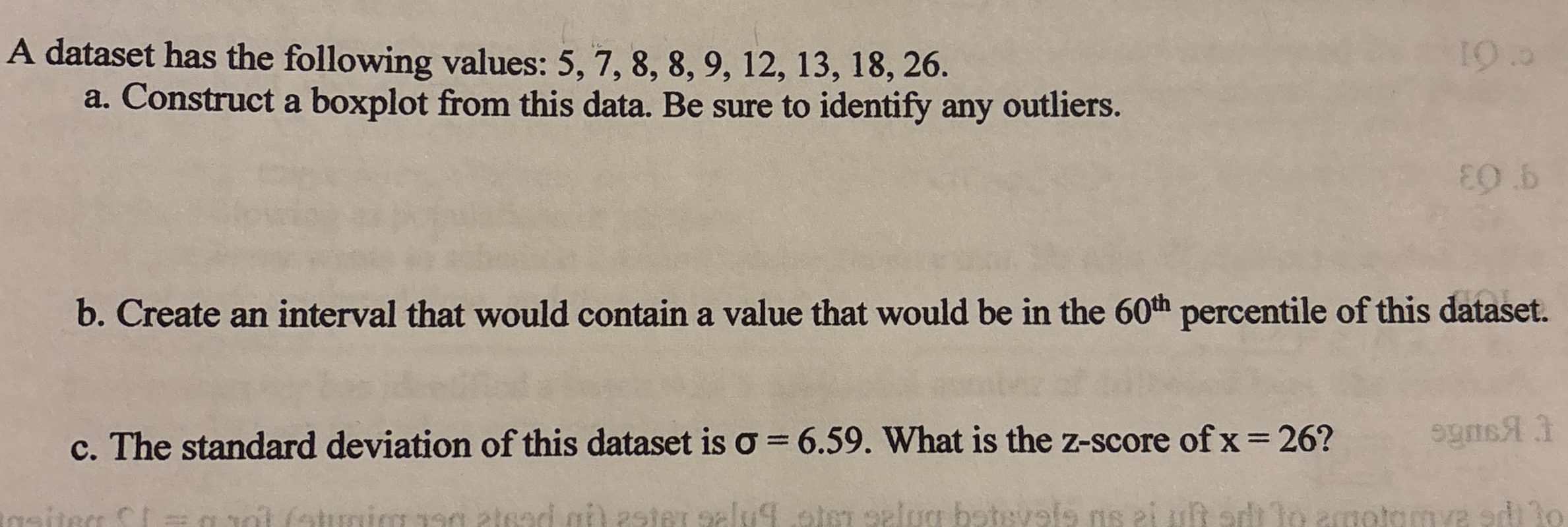 Solved A dataset has the following values: | Chegg.com