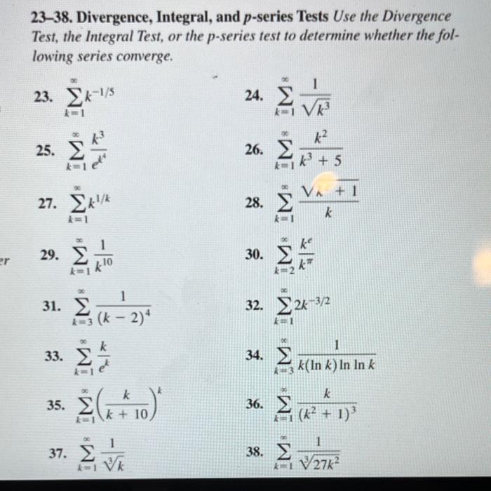 Solved 9-16. Divergence Test Use the Divergence Test to | Chegg.com