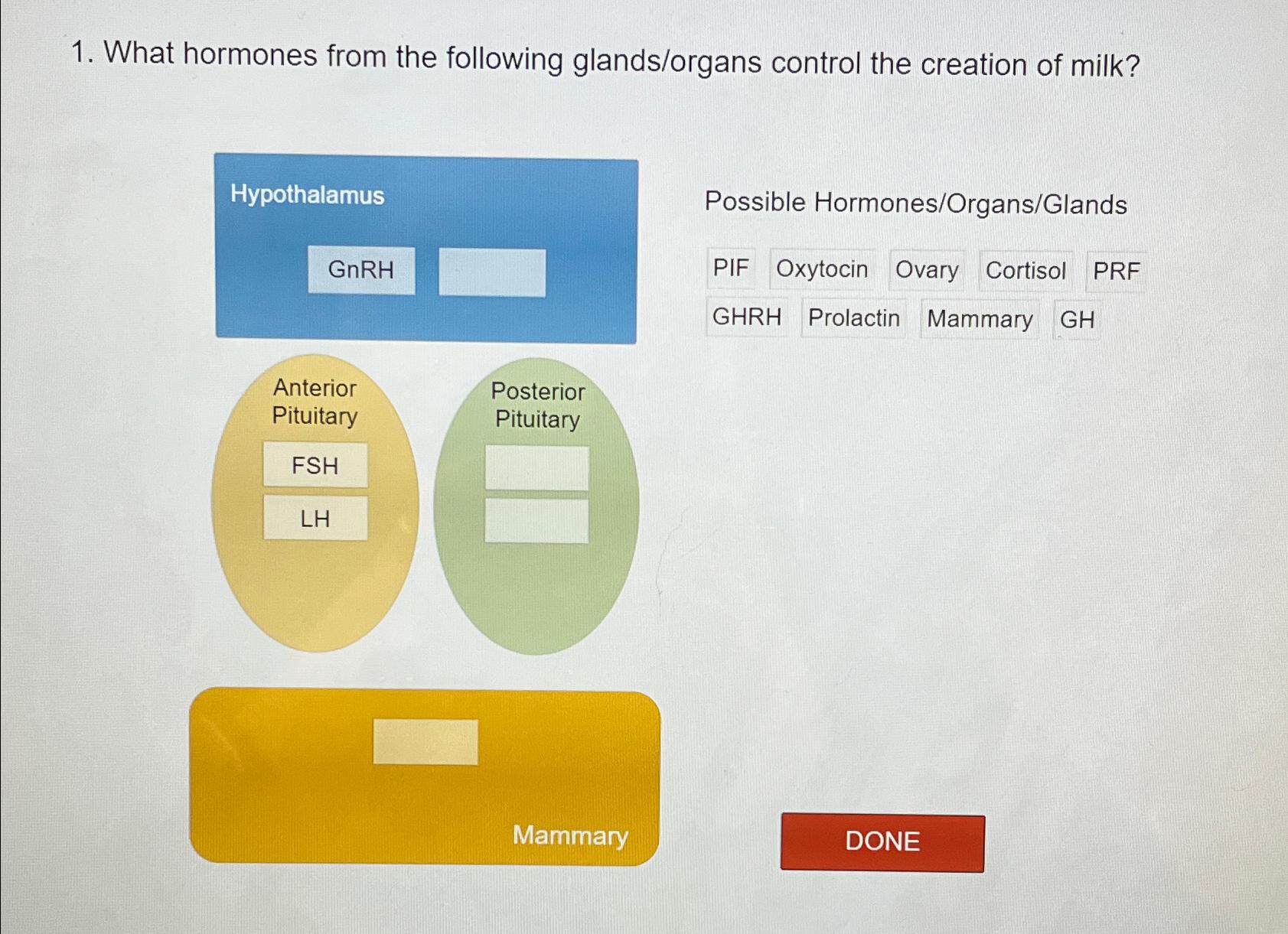 Solved What hormones from the following glands/organs | Chegg.com