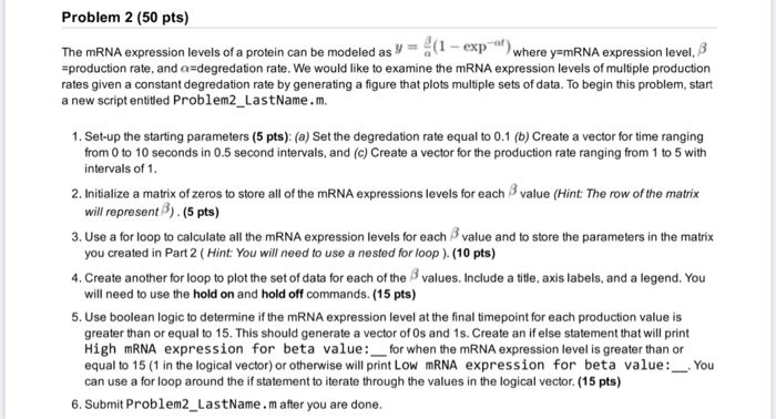 Solved Problem 2 (50 pts) The mRNA expression levels of a | Chegg.com