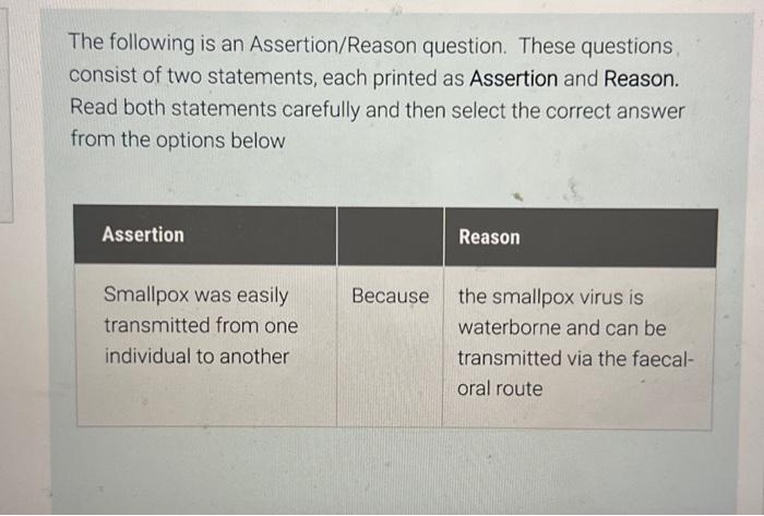 Solved The following is an Assertion/Reason question. These | Chegg.com