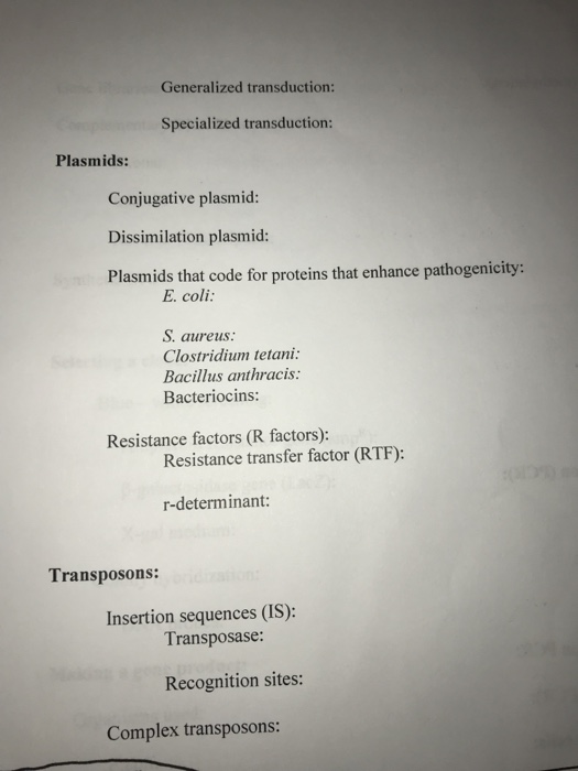 Solved Generalized transduction: Specialized transduction: | Chegg.com