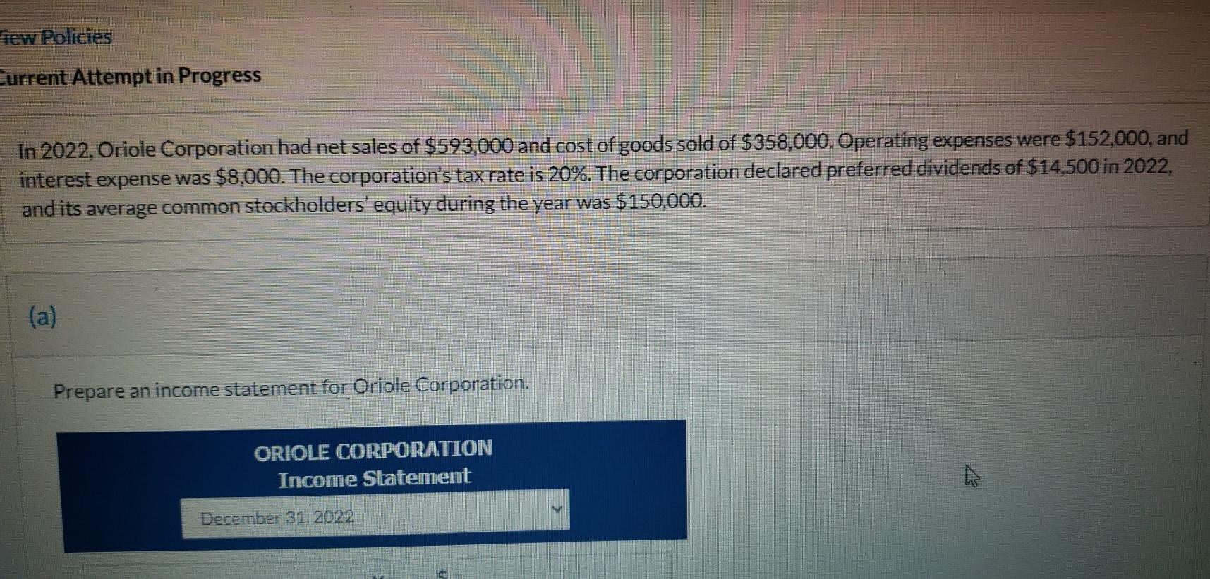 Solved iew Policies Current Attempt in Progress In 2022, | Chegg.com