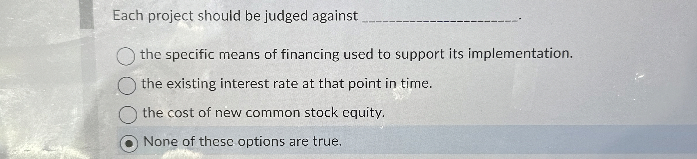 Solved Each project should be judged againstthe specific | Chegg.com