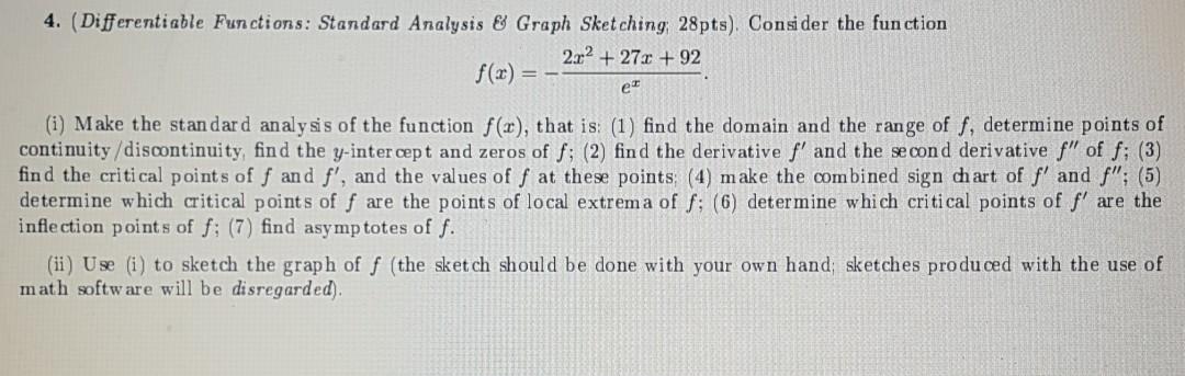 Solved 4. (Differentiable Functions: Standard Analysis & | Chegg.com