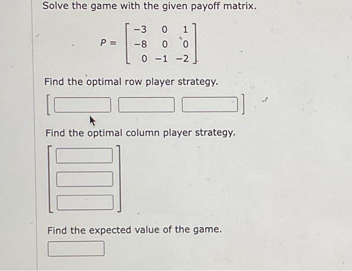 Solved Solve the game with the given payoff matrix. | Chegg.com