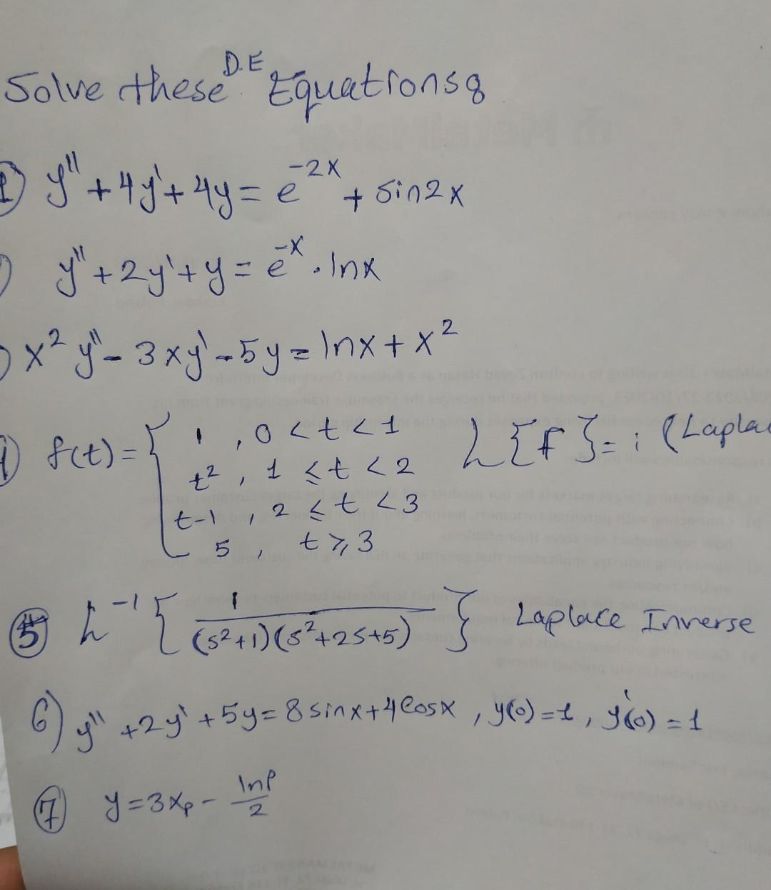 Solved Solve these Equations 8 1) | Chegg.com