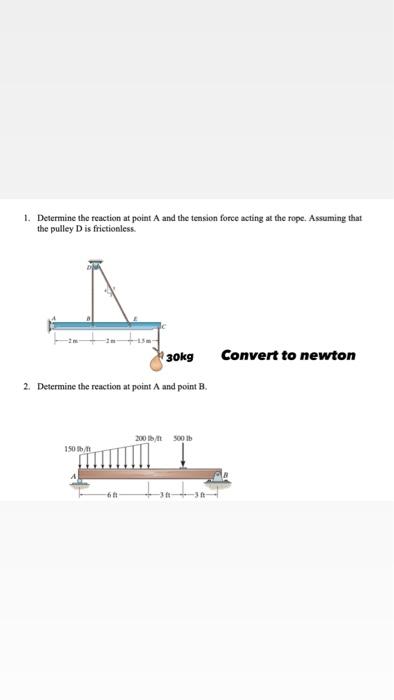[Solved]: 1. Determine the reaction at point ( mathrm{A}