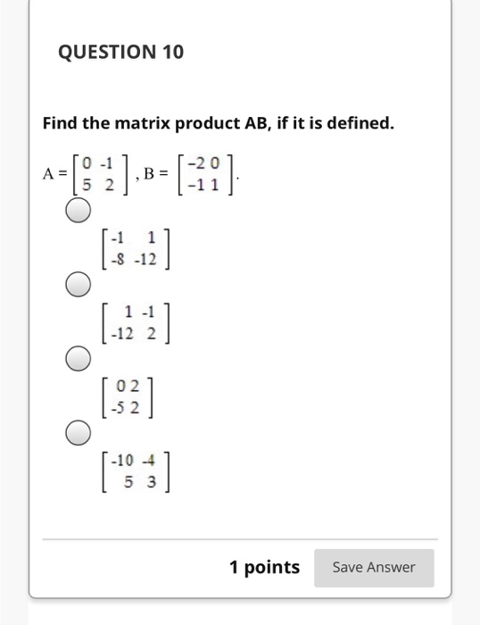 Solved QUESTION 11 Find the transpose of the matrix. [ 36 -6 | Chegg.com