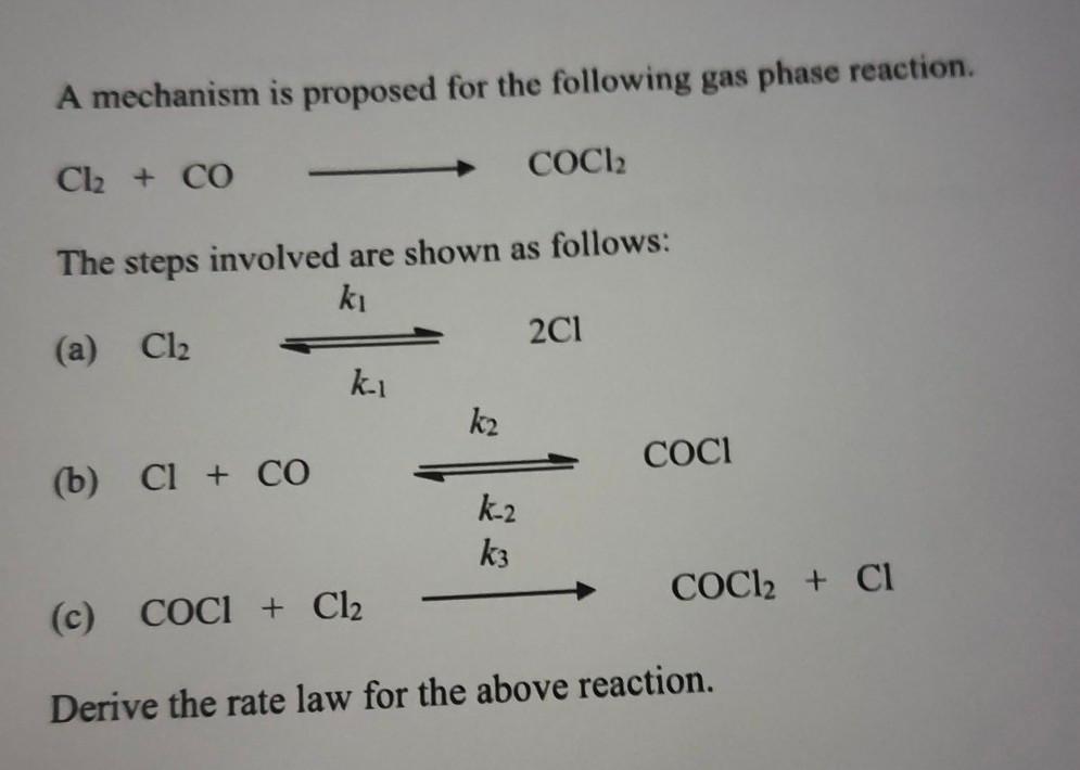 Solved A mechanism is proposed for the following gas phase | Chegg.com
