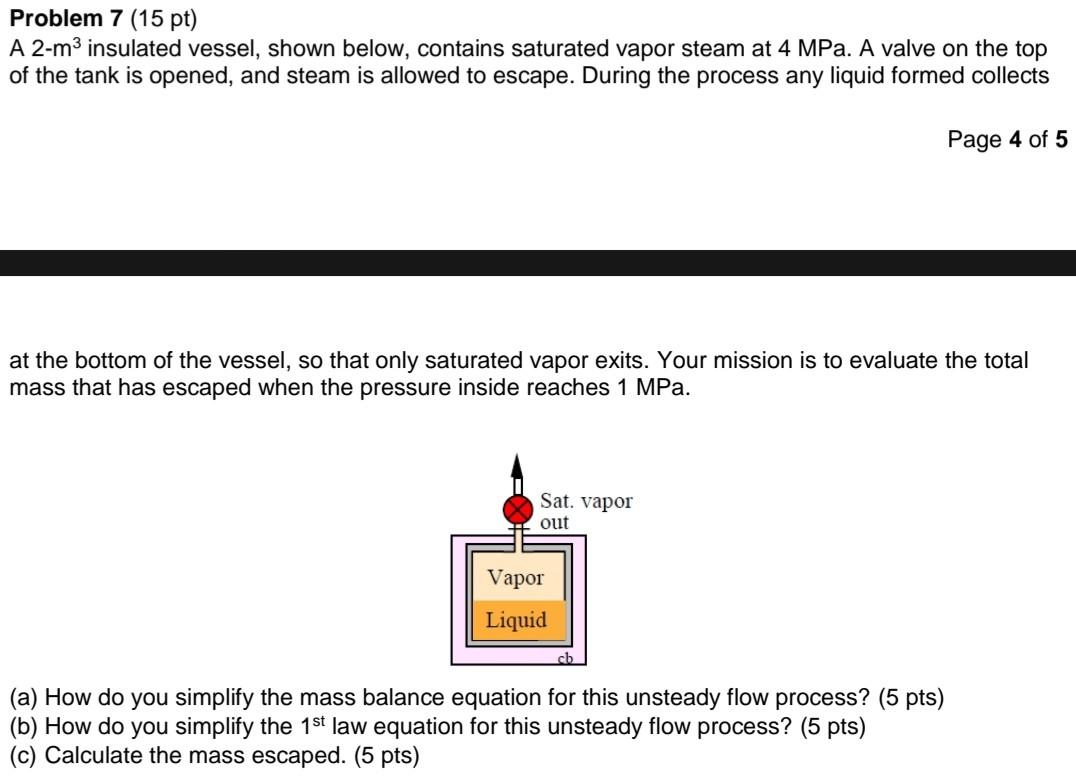 Solved Problem 7 (15 pt) A 2-m 3 insulated vessel, shown | Chegg.com