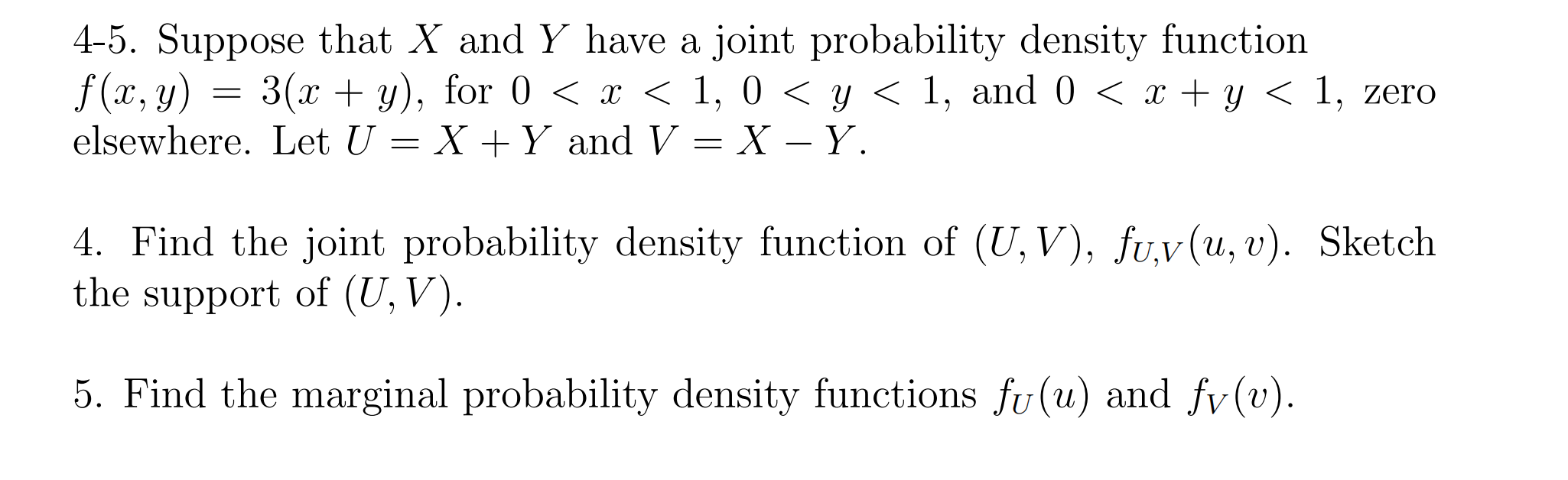 Solved 4-5. ﻿Suppose that x ﻿and Y ﻿have a joint probability | Chegg.com