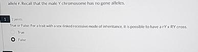 Solved allele r ﻿: Recain that the male Y chromosome has no | Chegg.com