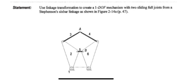 Solved Use linkage transformation to create a 1- DOF | Chegg.com