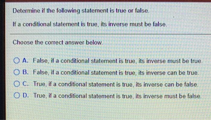 Solved Determine if the following statement is true or | Chegg.com
