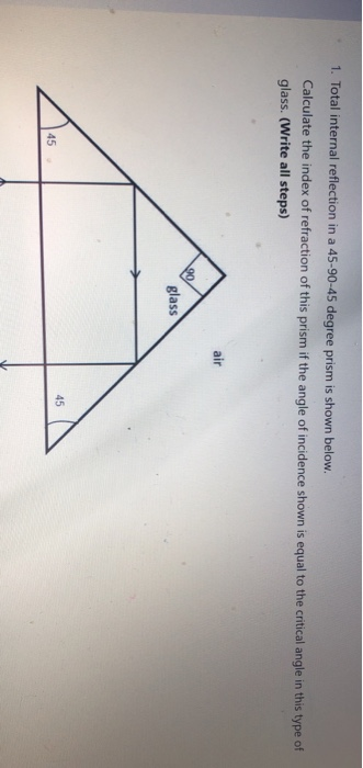 Solved 1. Total internal reflection in a 45-90-45 degree | Chegg.com